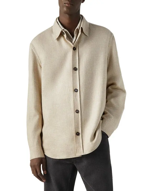 Zegna Overshirt In Cashmere Linen And Silk - Cream