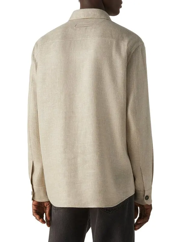 Zegna Overshirt In Cashmere Linen And Silk - Cream
