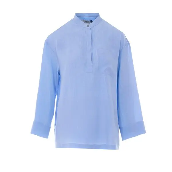 Max Mara Linen Mandarin Collar Shirt