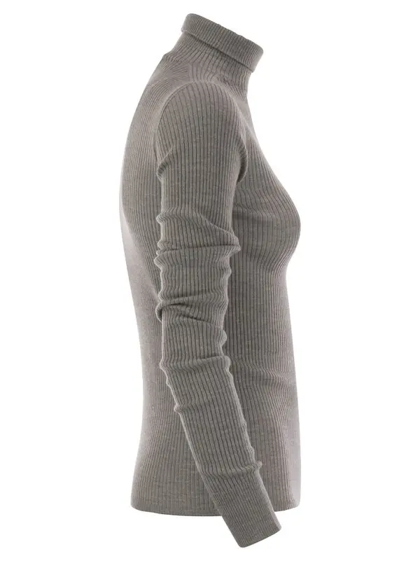 Sportmax Niagara Wool Ribbed Turtleneck Jumper - Gray