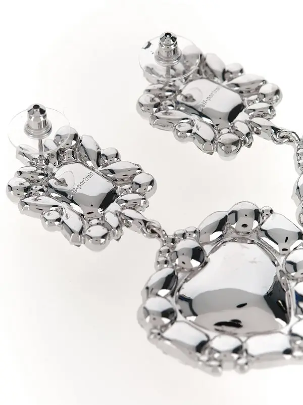SELF-PORTRAIT Crystal Pearl Tiered Heart Earrings
