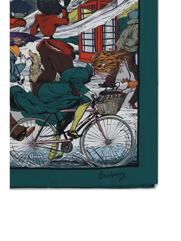 Burberry Raining Cats And Dogs Silk Scarf