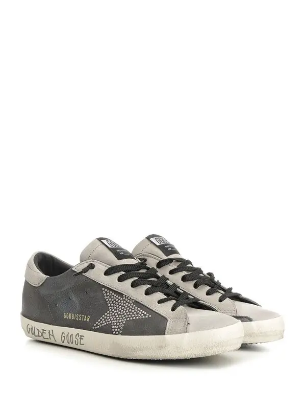 GOLDEN GOOSE Super Star Sneakers With Studded Star Detail - Gray