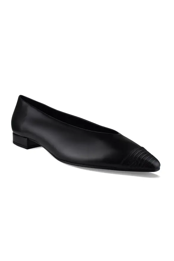 Loro Piana Rebecca Ballerinas In Leather And Lizard - Black