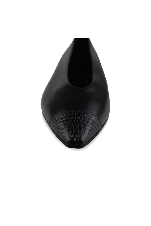 Loro Piana Rebecca Ballerinas In Leather And Lizard - Black