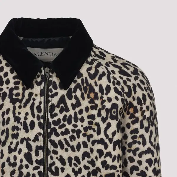Valentino Garavani Animalier Wool Bomber Jacket - Brown