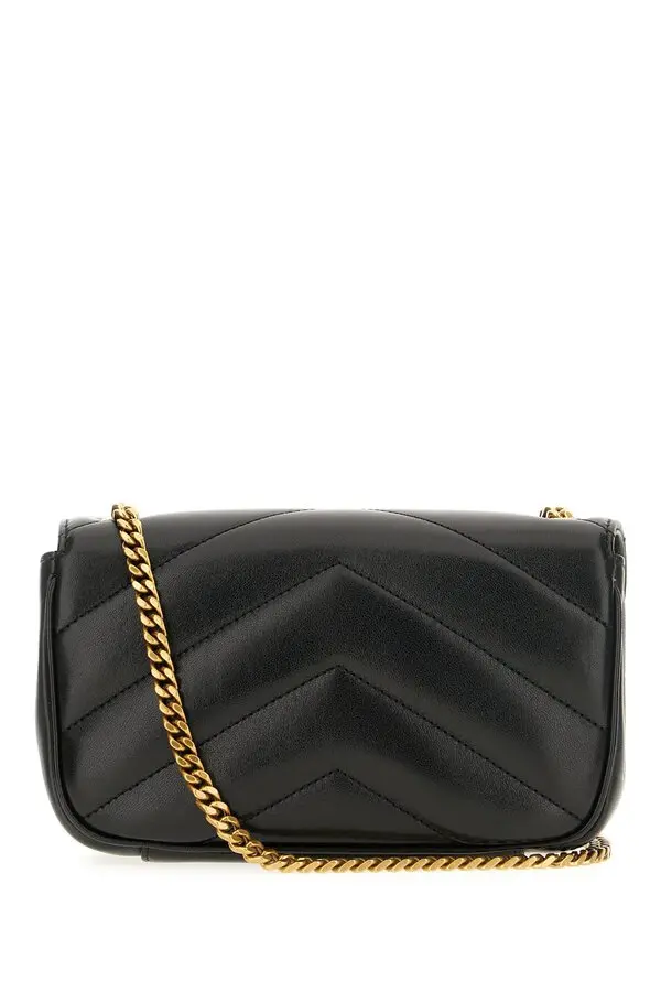 Saint Laurent Quilted Leather Crossbody Bag With Gold Tone Chain Strap