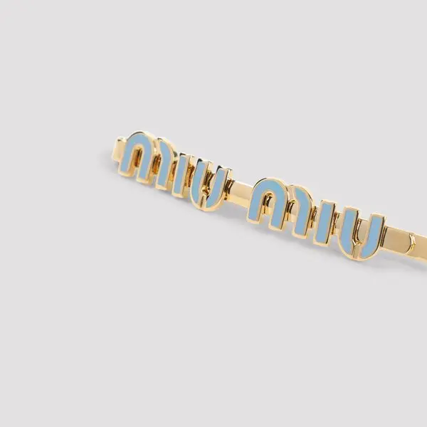 Miu Miu Brass Hair Clip With Enamel Logo
