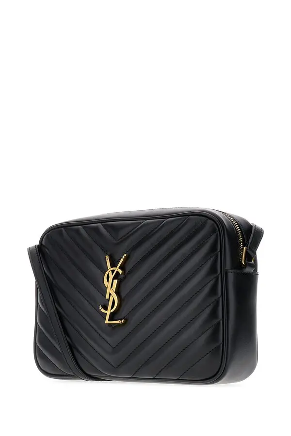 Saint Laurent Quilted Leather Camera Bag With Gold Tone Monogram - Multicolor