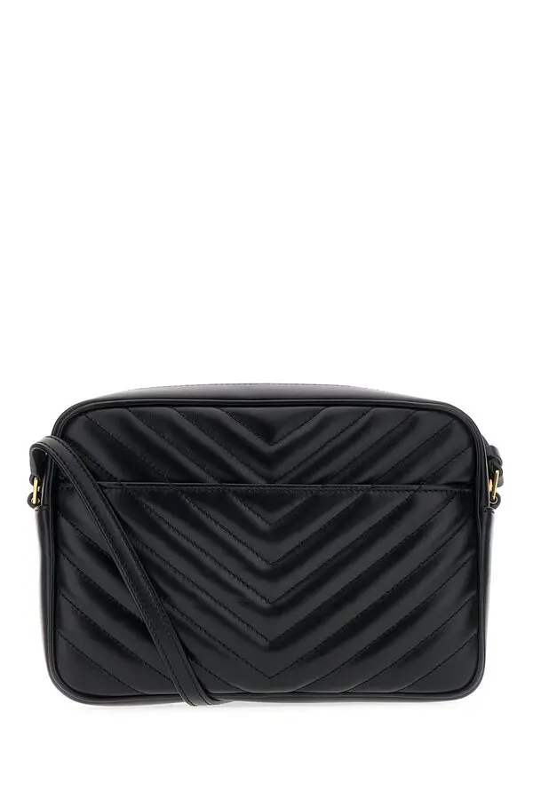 Saint Laurent Quilted Leather Camera Bag With Gold Tone Monogram - Multicolor