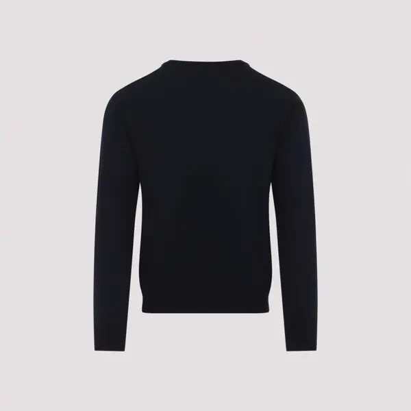 Valentino Garavani Virgin Wool Crewneck Sweater With Gold-tone Metallic V Logo Detail
