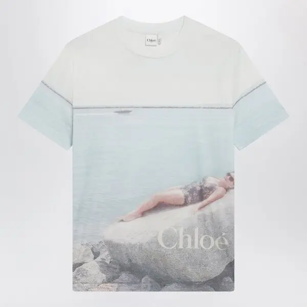 Chloé Crewneck Logo T-shirt In Cotton Jersey - Multicolor