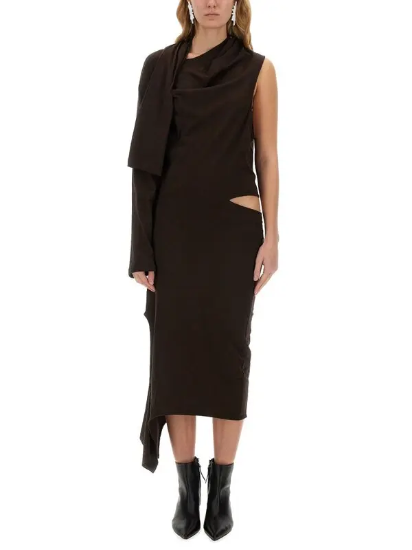 COURREGES Off-shoulder Cotton Dress - Brown