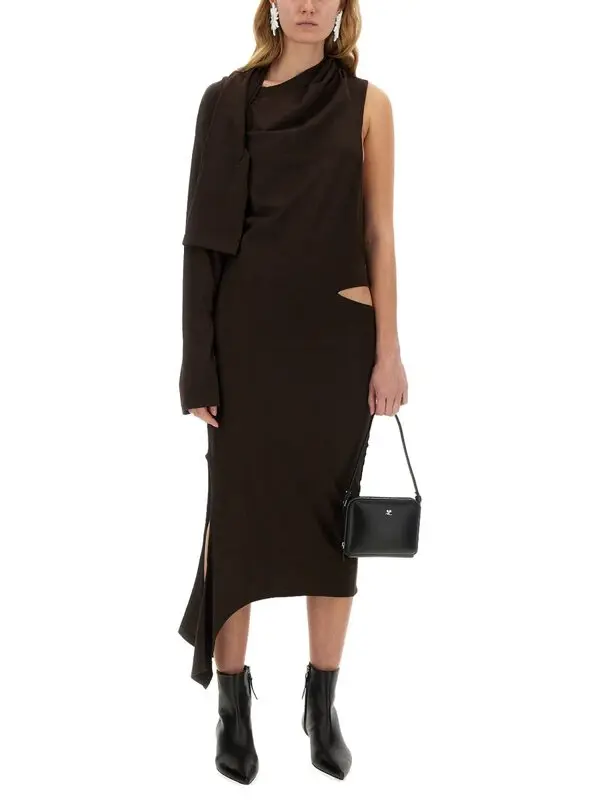 COURREGES Off-shoulder Cotton Dress - Brown
