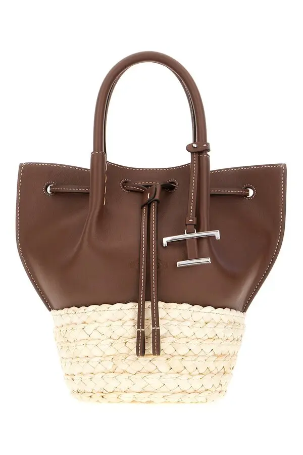 TOD'S Raffia And Leather Bucket Bag - Multicolor