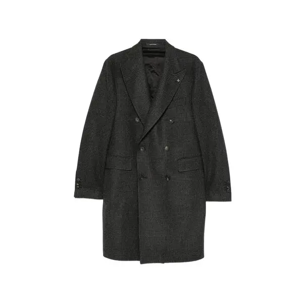 Tagliatore Double-breasted Checked Wool Coat