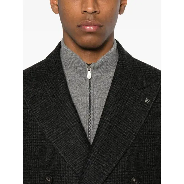 Tagliatore Double-breasted Checked Wool Coat