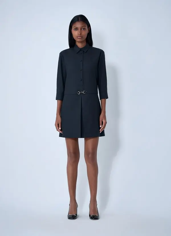 Gucci Wool Mini Dress With Logo Hardware
