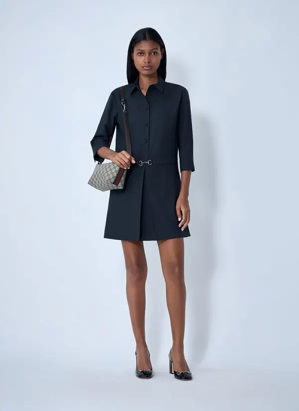 Gucci Wool Mini Dress With Logo Hardware