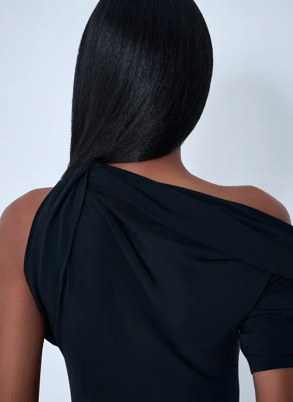Jacquemus La Mini Robe Drapado Asymmetrical One-shoulder Mini Dress - Black