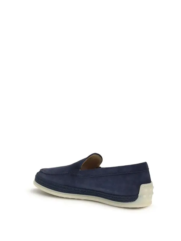 TOD'S Raffia And Leather Slipper Loafers - Blue