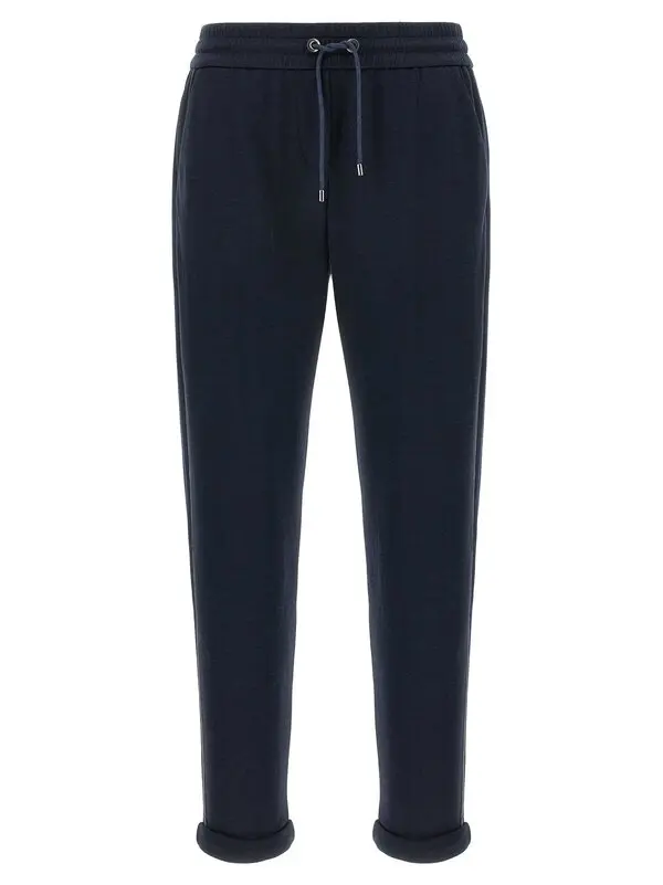 Brunello Cucinelli Monile Joggers In Cotton And Silk Blend