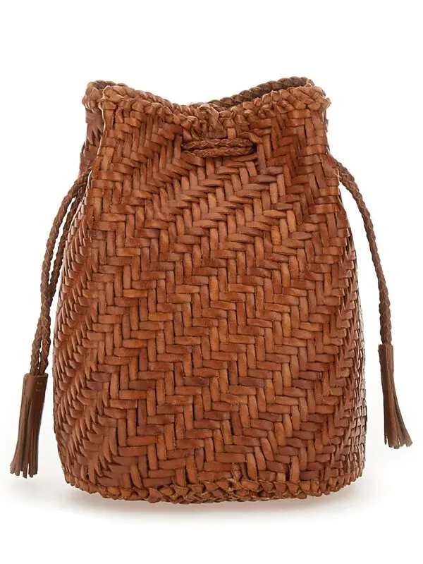Dragon Diffusion Woven Leather Bucket Bag