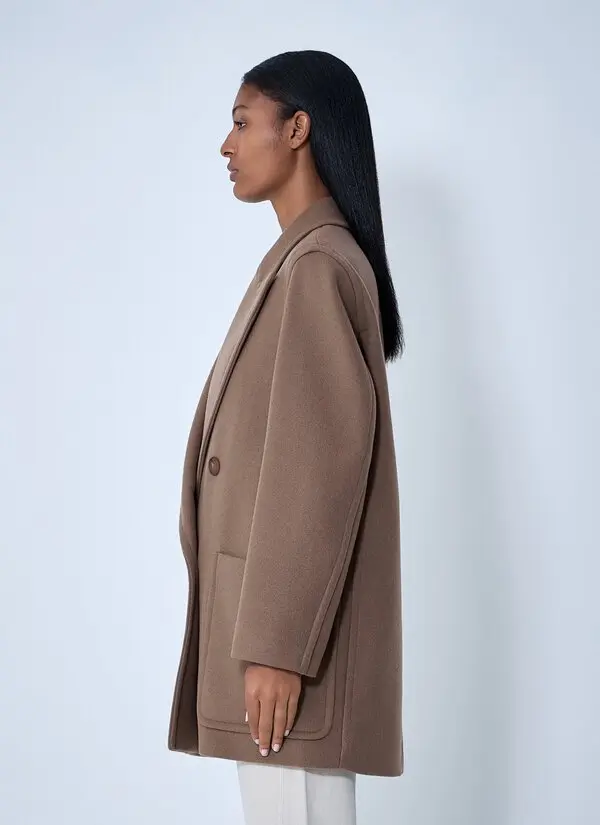 Max Mara Deletta Short Coat In Wool-cashmere Blend - Brown