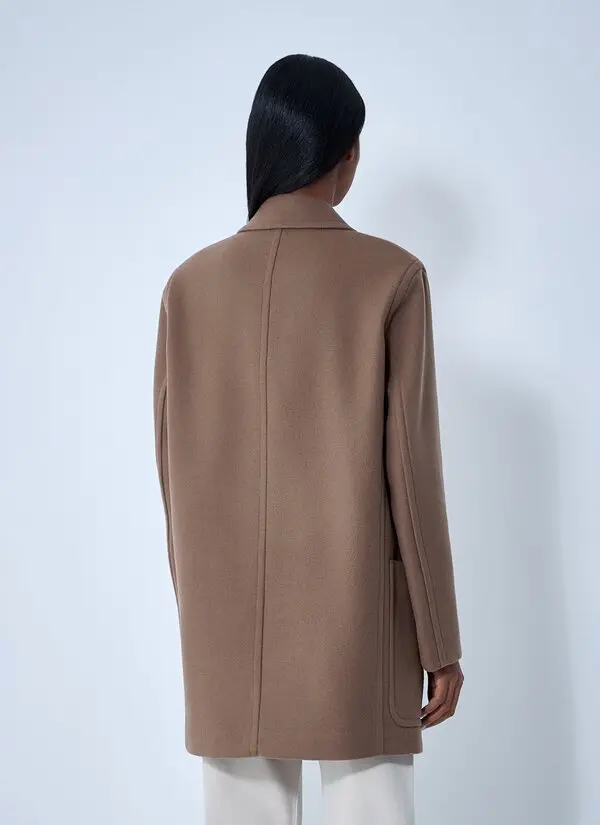 Max Mara Deletta Short Coat In Wool-cashmere Blend - Brown