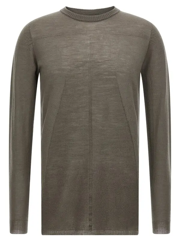 Rick Owens Biker Level' Crew Neck Virgin Wool Sweater - Gray