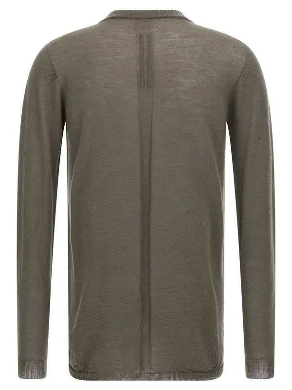 Rick Owens Biker Level' Crew Neck Virgin Wool Sweater - Gray