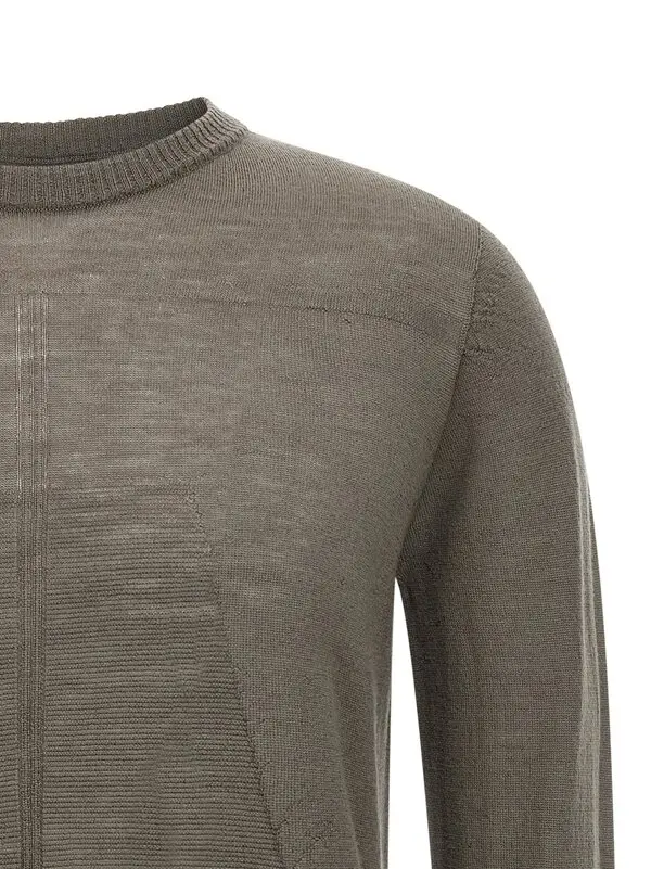 Rick Owens Biker Level' Crew Neck Virgin Wool Sweater - Gray