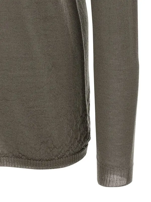 Rick Owens Biker Level' Crew Neck Virgin Wool Sweater - Gray