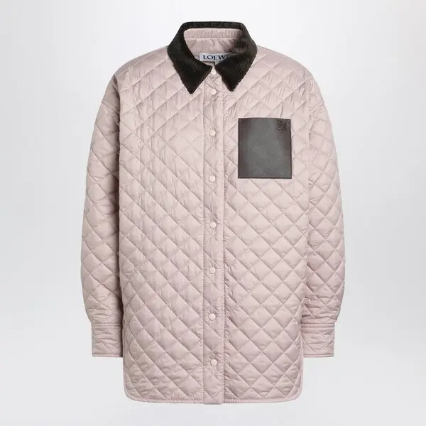 Loewe Light Quilted Jacket With Corduroy Collar - Pink