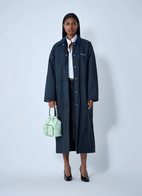 Prada Logo Print Long Coat