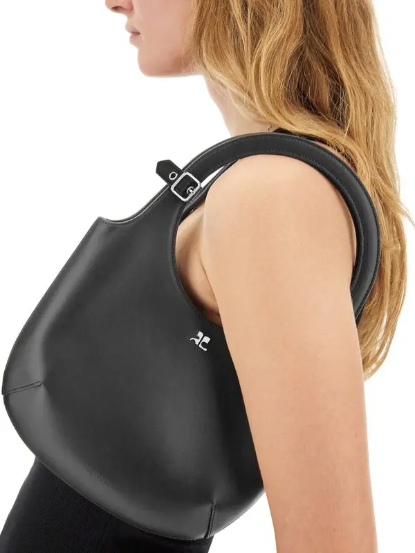 COURREGES Bag Silver Tone Logo - Black