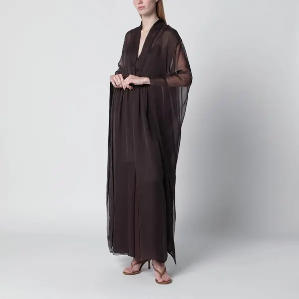 Alberta Ferretti Long Silk Dress - Brown