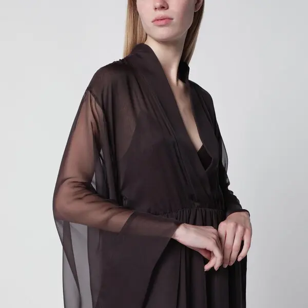 Alberta Ferretti Long Silk Dress - Brown