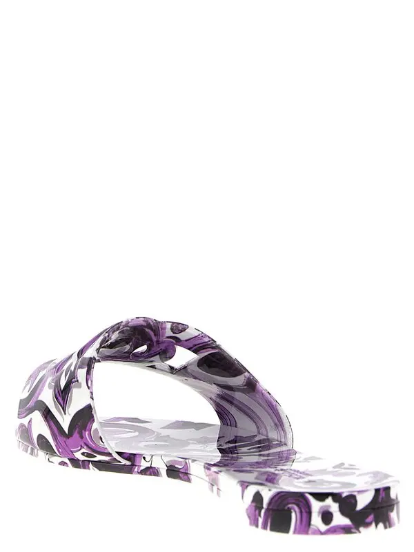 Dolce & Gabbana Maiolica Print Rubber Slides - Purple