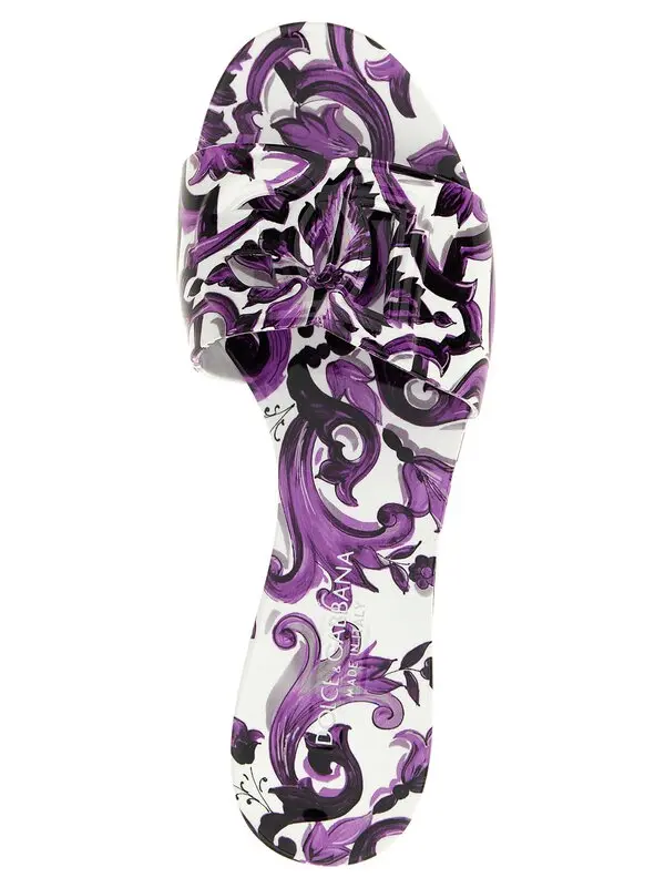 Dolce & Gabbana Maiolica Print Rubber Slides - Purple