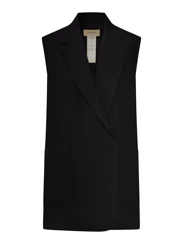Sportmax Oversized Vest In Washed Viscose - Black