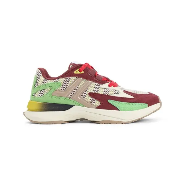 LANVIN Jla Burgundy And Green Calf Leather Sneakers - Red