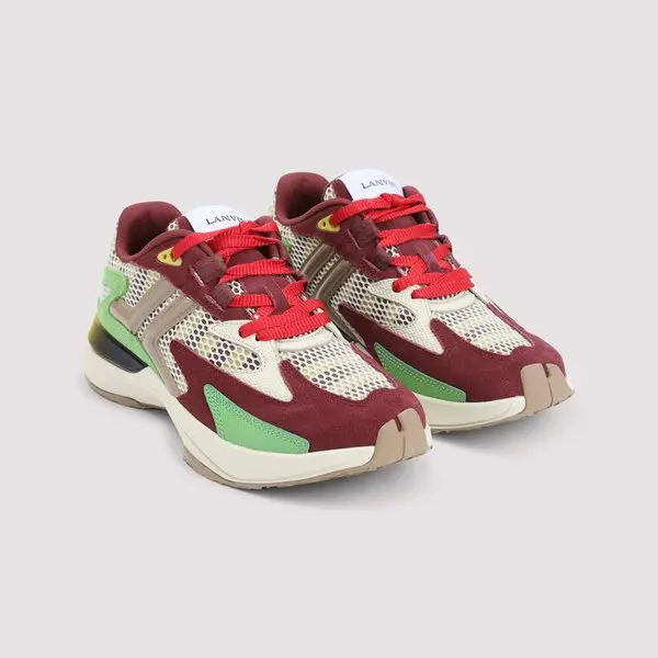 LANVIN Jla Burgundy And Green Calf Leather Sneakers - Red