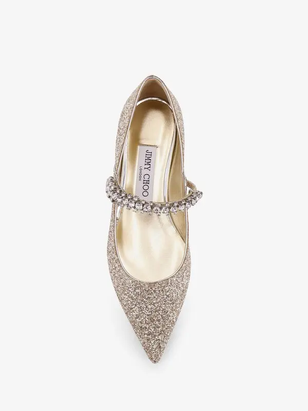 JIMMY CHOO Bing Glitter Pumps With Crystal Strap