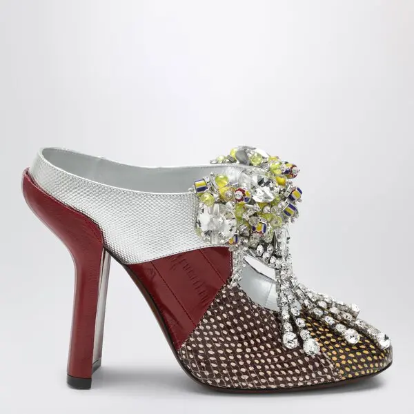 Dries Van Noten Patchwork Embellished Leather Mules