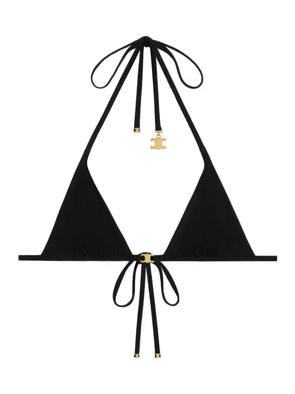 Celine Triomphe Triangle Top In Matt Jersey - Black