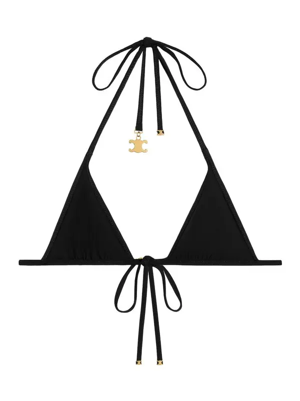 Celine Triomphe Triangle Top In Matt Jersey - Black