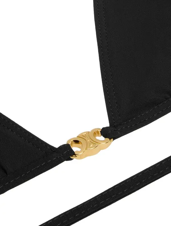 Celine Triomphe Triangle Top In Matt Jersey - Black
