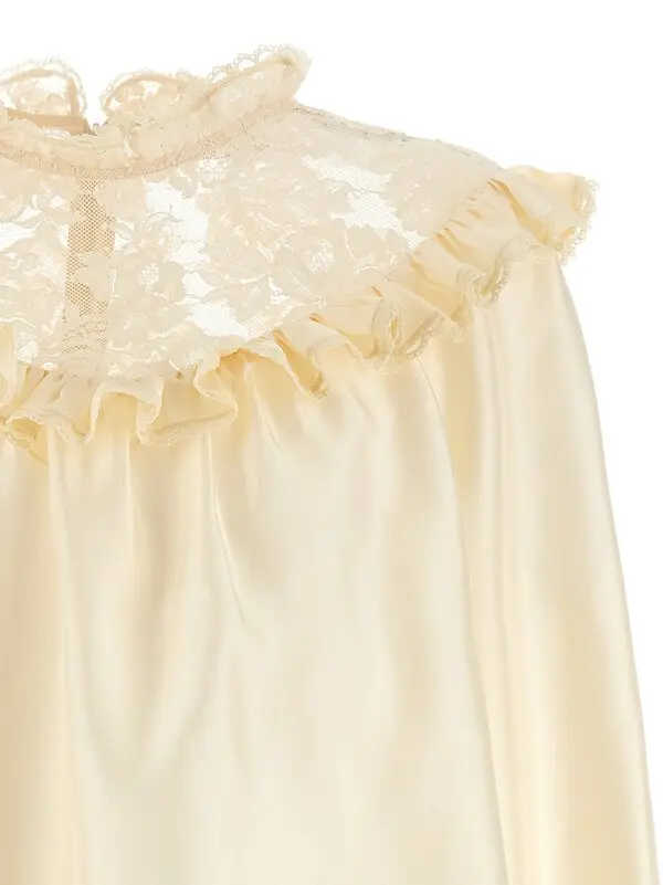 Zimmermann Lace Billow Silk Blouse - Cream