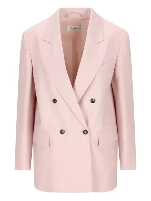 Max Mara Ombrisa Double-breasted Blazer In Wool, Mohair, And Silk Blend - Multicolor